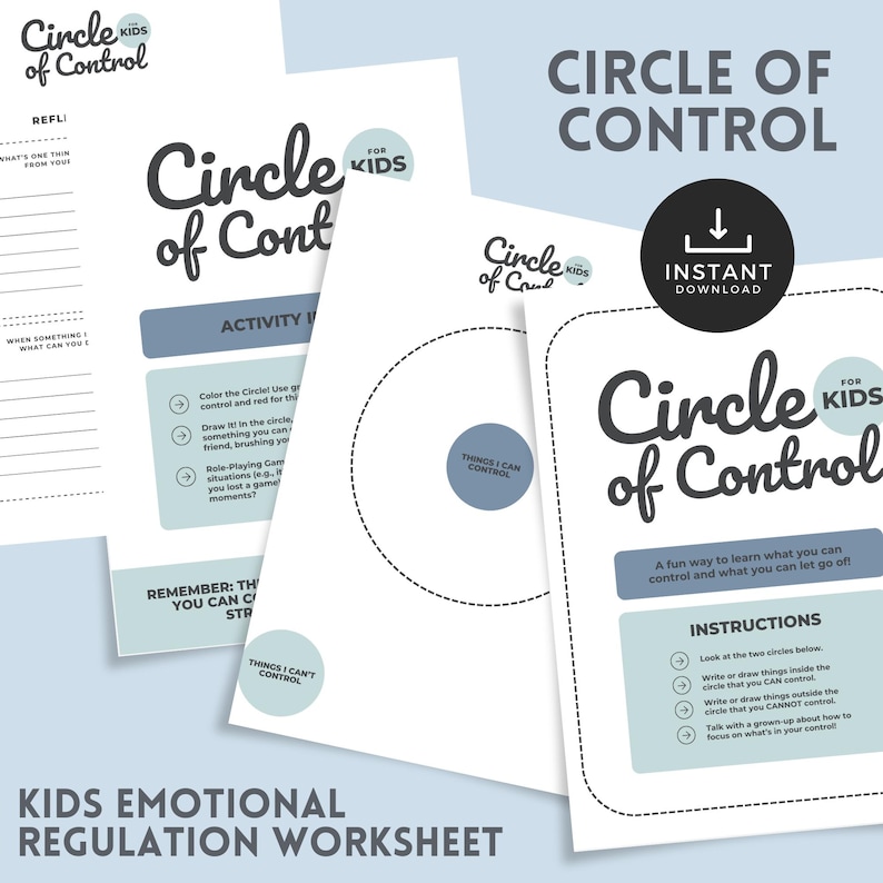 Circle of Control Printable PDF for Kids - Emotional Regulation Tool ...