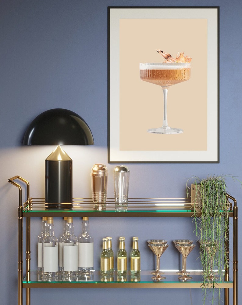 Champs! | Bar Cart Art | Vintage Champagne Art | Trendy Kitchen Art ...