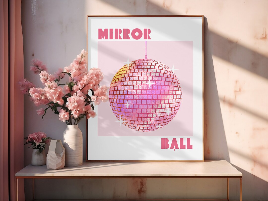 Pink Mirror Ball Digital Download, Preppy Room Decor, Preppy Wall Art ...