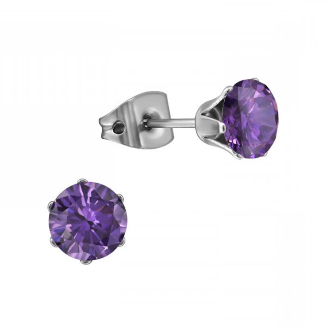 6mm CZ Purple Diamond Titanium High Quality Hypoallergenic - Etsy