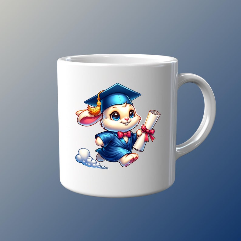 Kids Graduation Clipart Bundle Set - Cute Cartoon Rabbit Wearing a ...