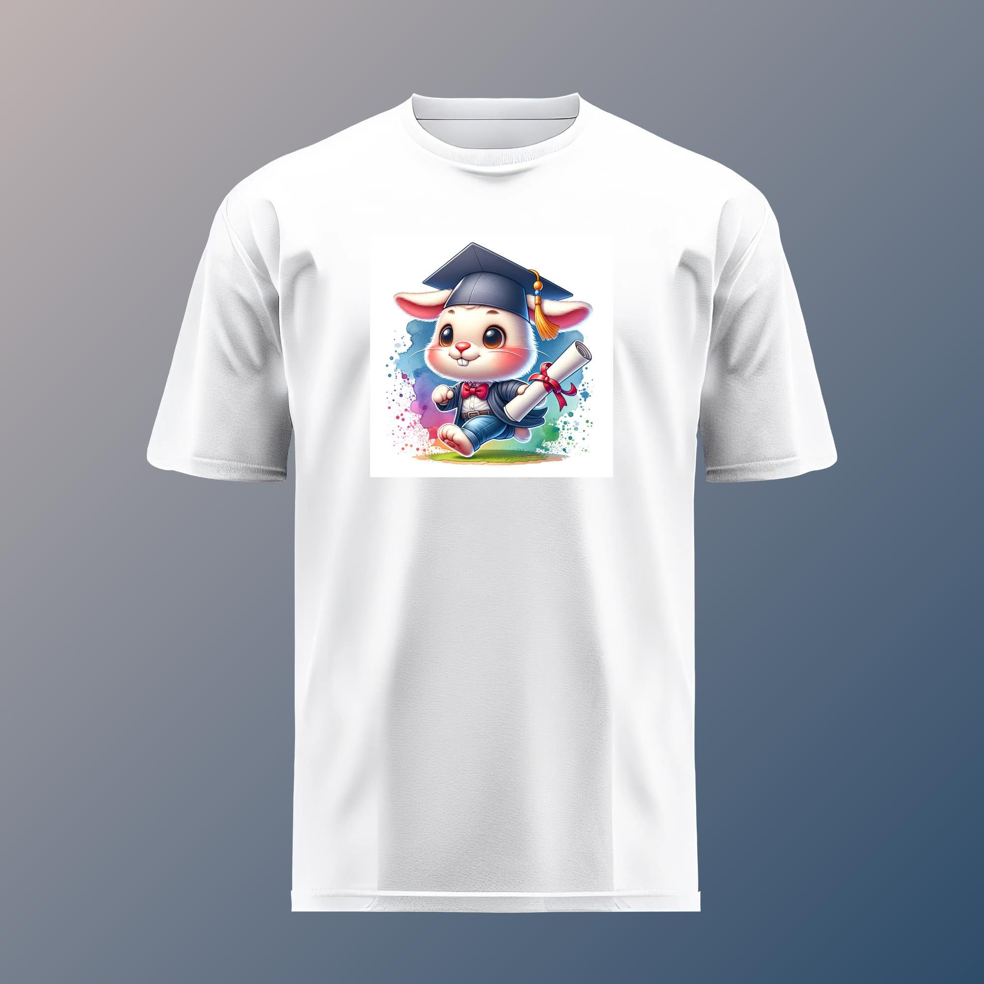 Kids Graduation Clipart Bundle Set - Cute Cartoon Rabbit Wearing a ...