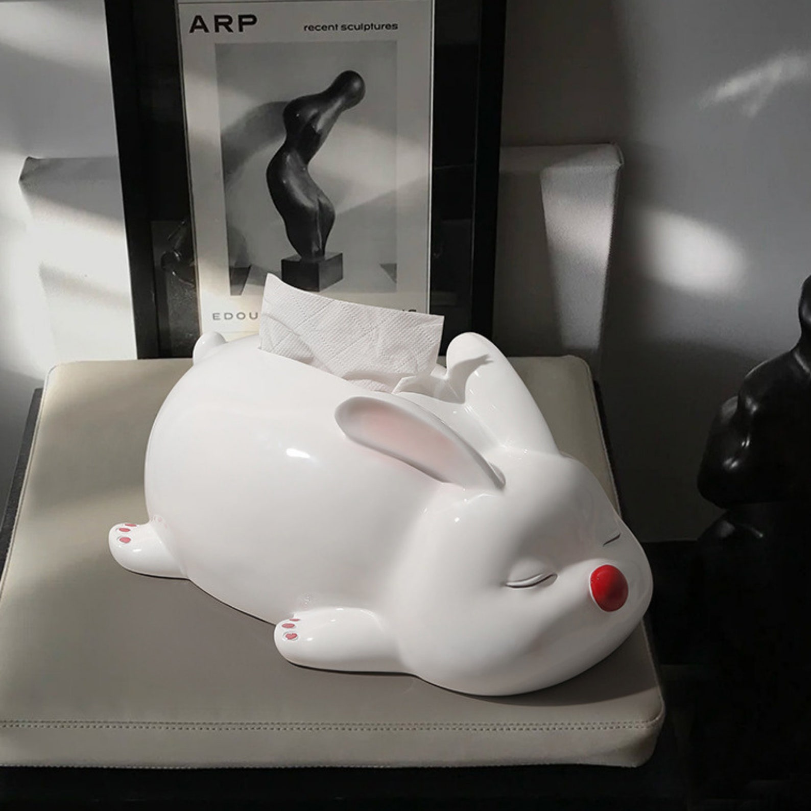 Ceramic Tissue Box in the Shape of a Rabbit Lying on Its Stomach ...