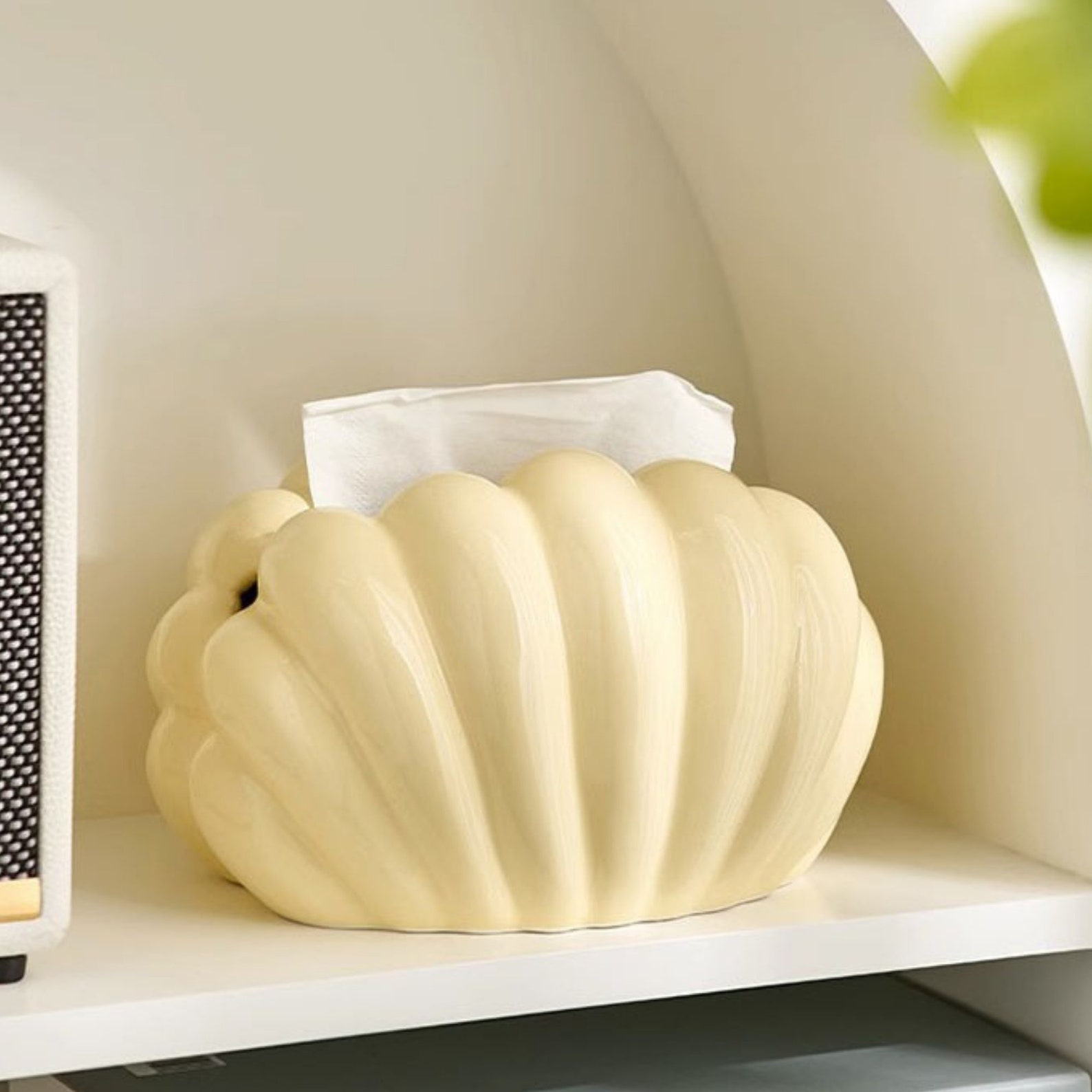 Shell-shaped Ceramic Tissue Box Silver Clamshell, Tissue Box Cover ...