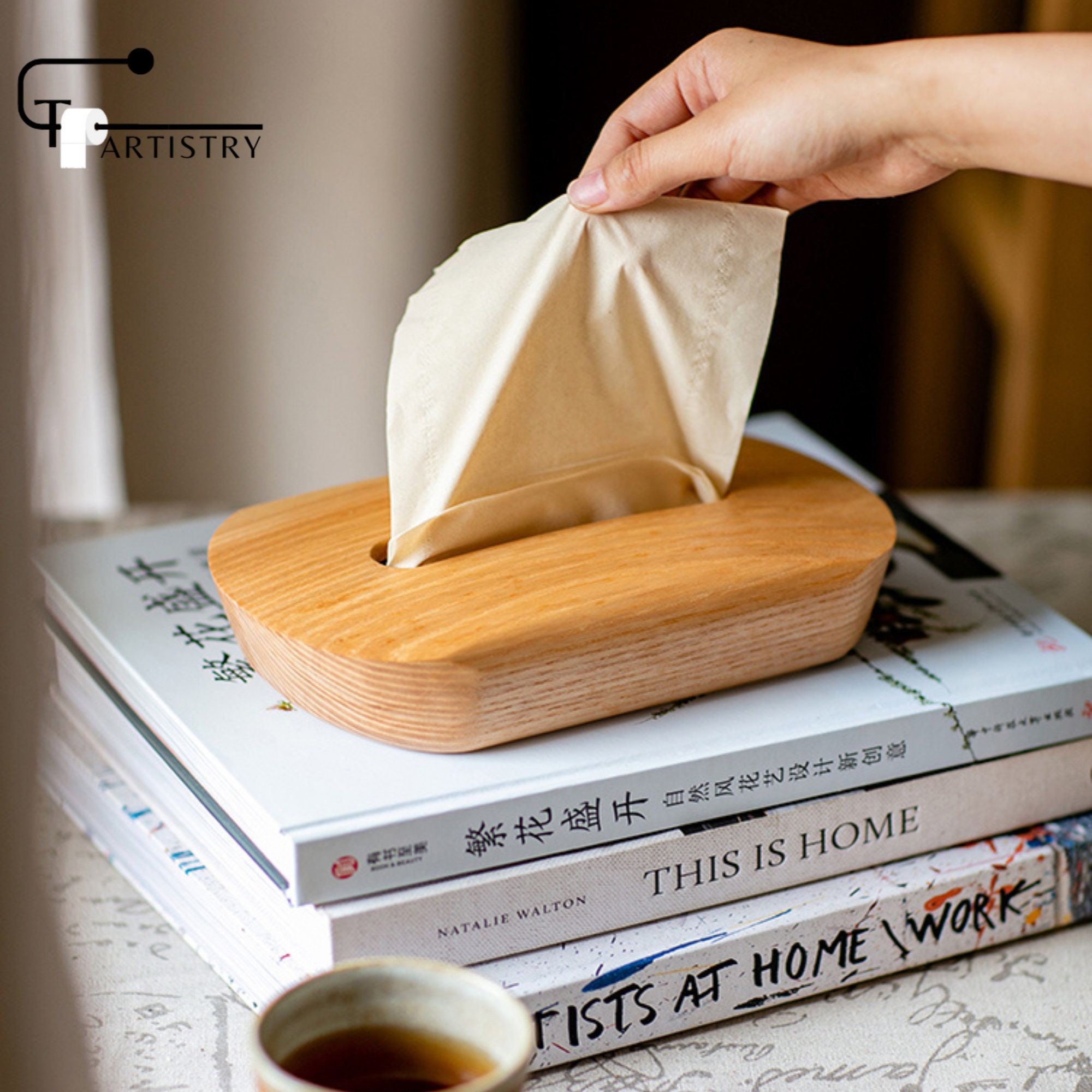 Solid Wood Tissue Box Cover, Wooden Box Art , Restroom Tissue Storage ...