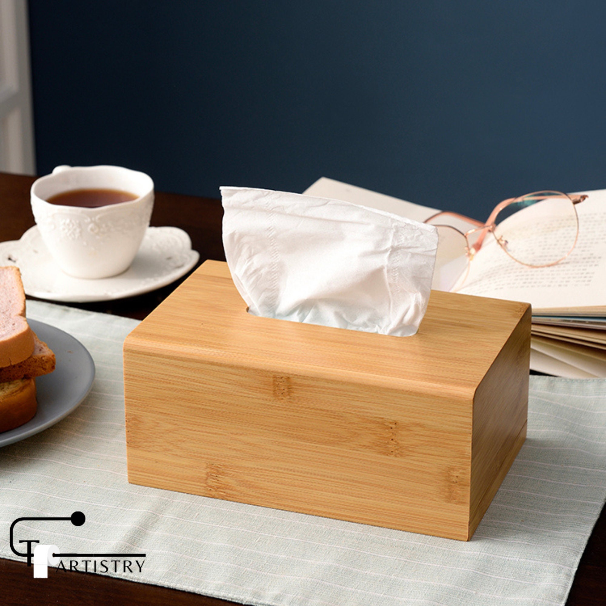 Solid Wood Tissue Box Cover, Wooden Box Art, Restroom Tissue Storage ...