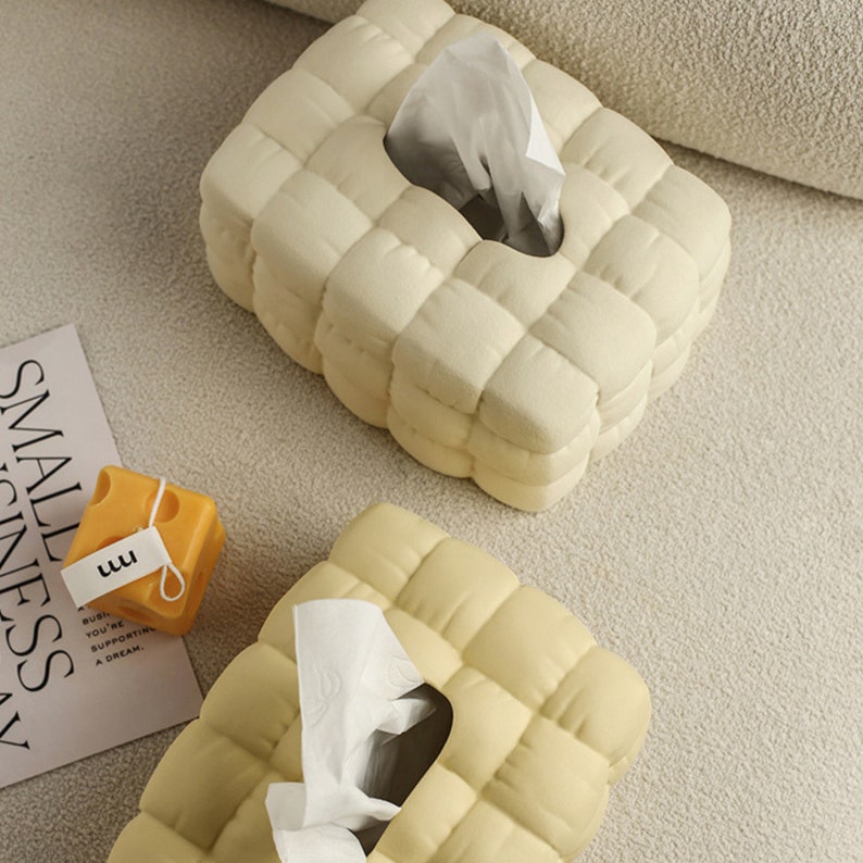 Ceramic Tissue Box Cover, Super Fluffy Rug Look Puff Blanket Pattern ...