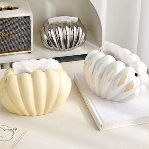 Shell-shaped Ceramic Tissue Box Silver Clamshell, Tissue Box Cover ...