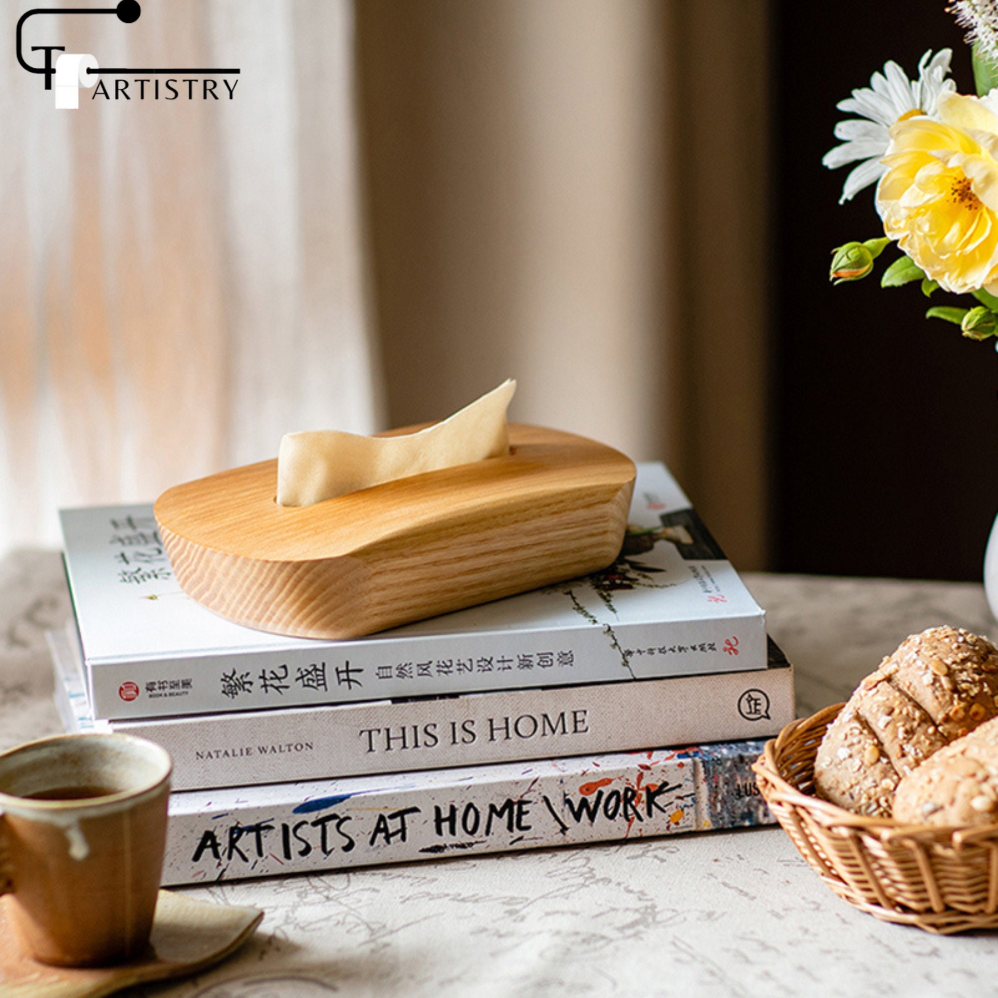 Solid Wood Tissue Box Cover, Wooden Box Art , Restroom Tissue Storage ...