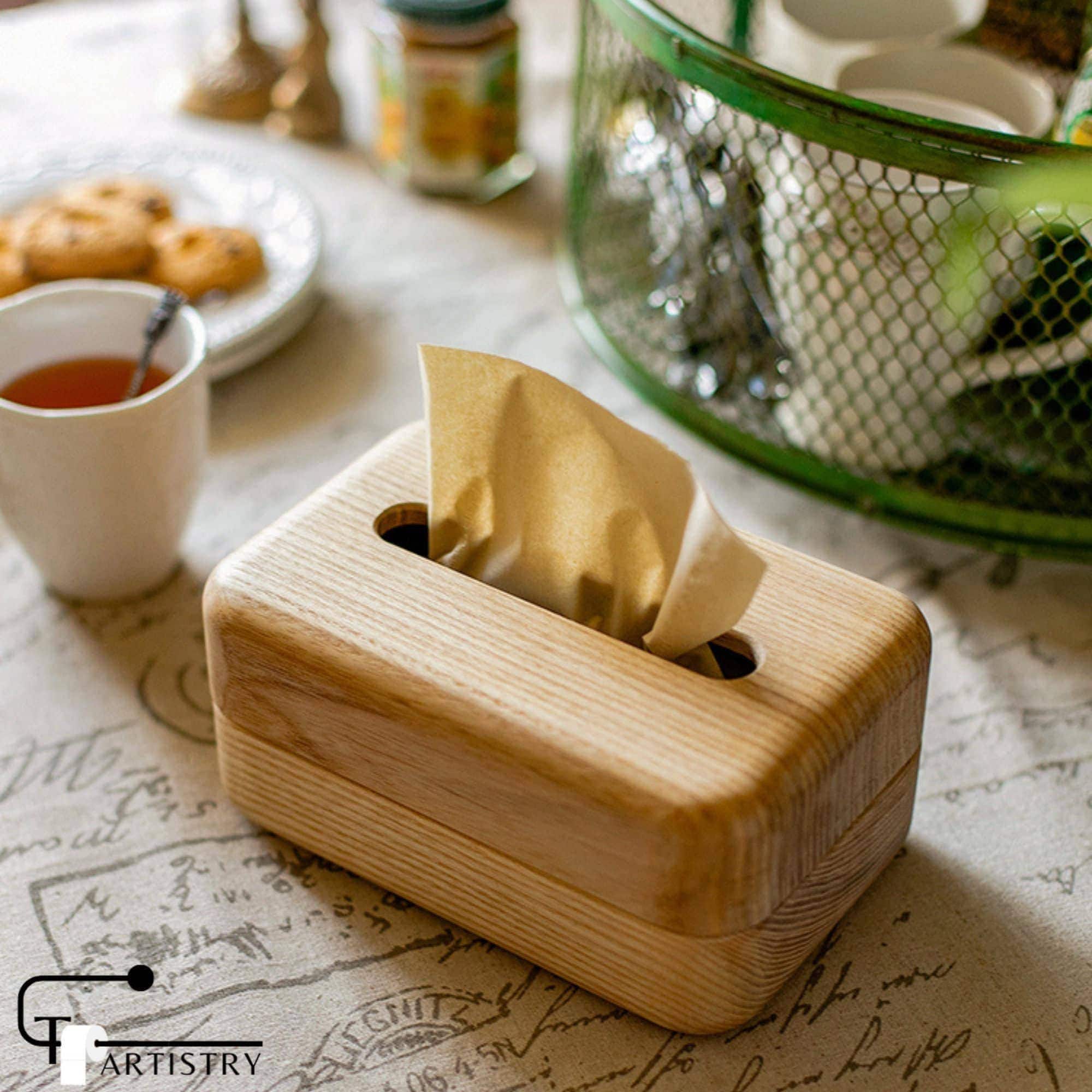 Solid Wood Tissue Box Cover, Wooden Box Art , Restroom Tissue Storage ...