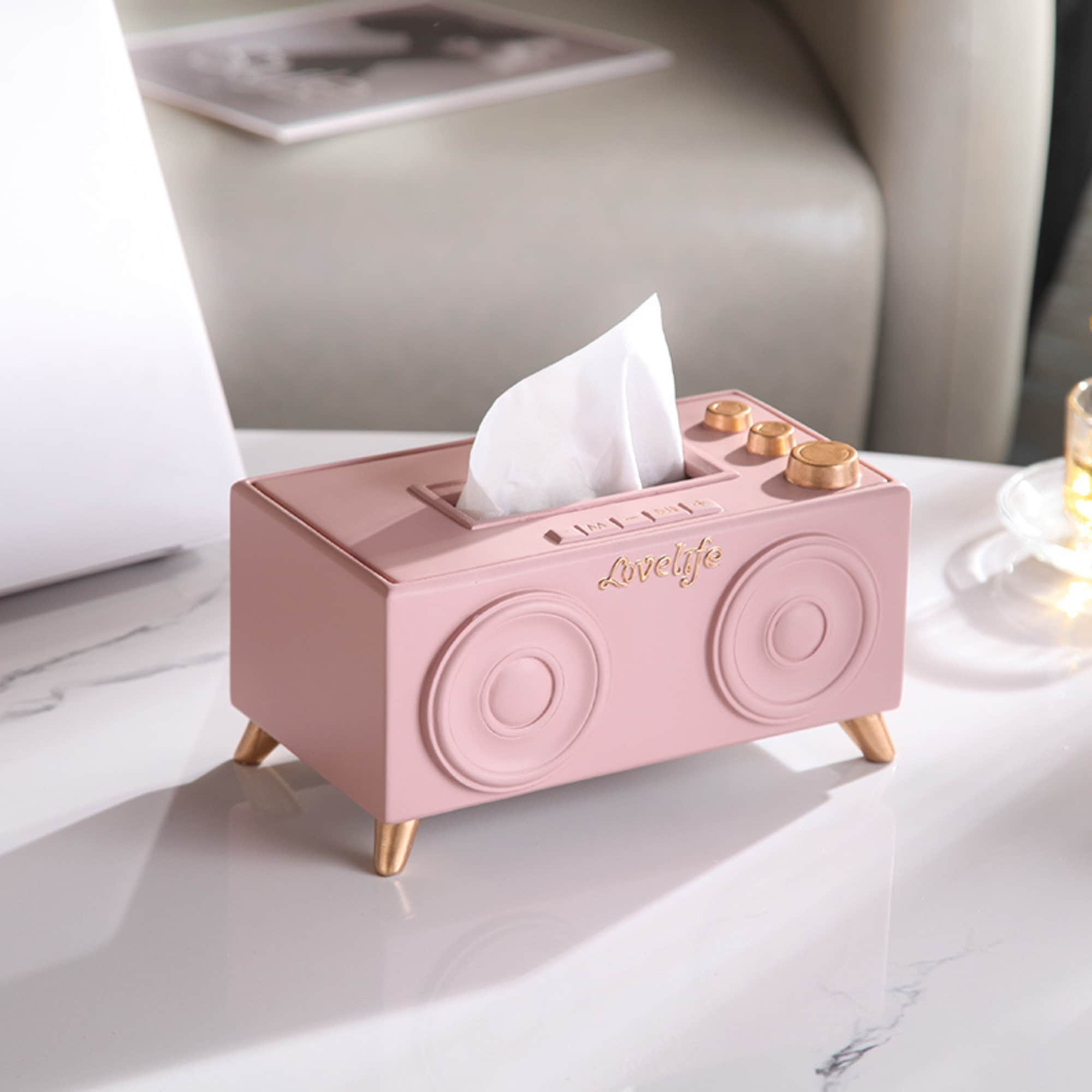 Pink Radio Inspired Resin Tissue Box Holder, Speaker Shaped Tissue ...