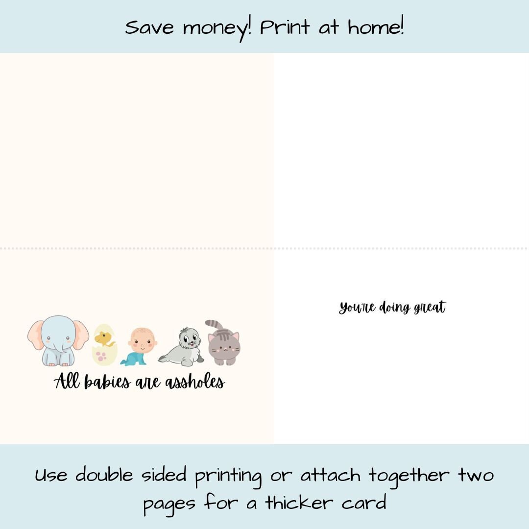 Printable New Parent Card, Parent Encouragement, All Babies Are ...
