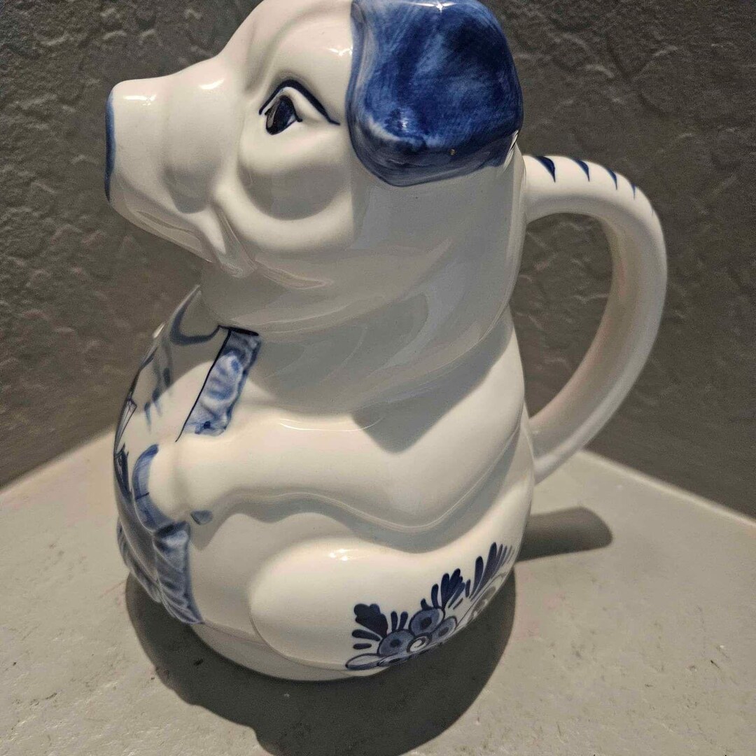 Delft Pig Pitcher Hand Painted DIAC Windmill - Etsy