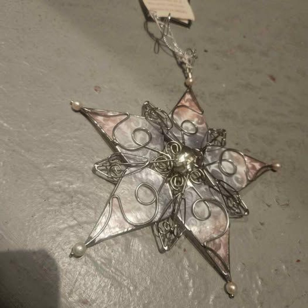 Capiz Hanging Shell and Wire Star Ornament 6