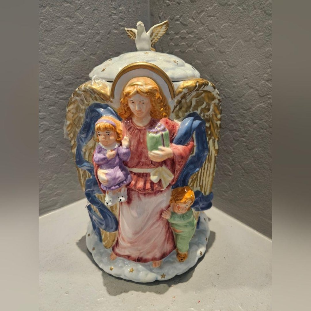 Guardian Angel Cookie Jar JC Penny 12" Christmas Angel - Etsy