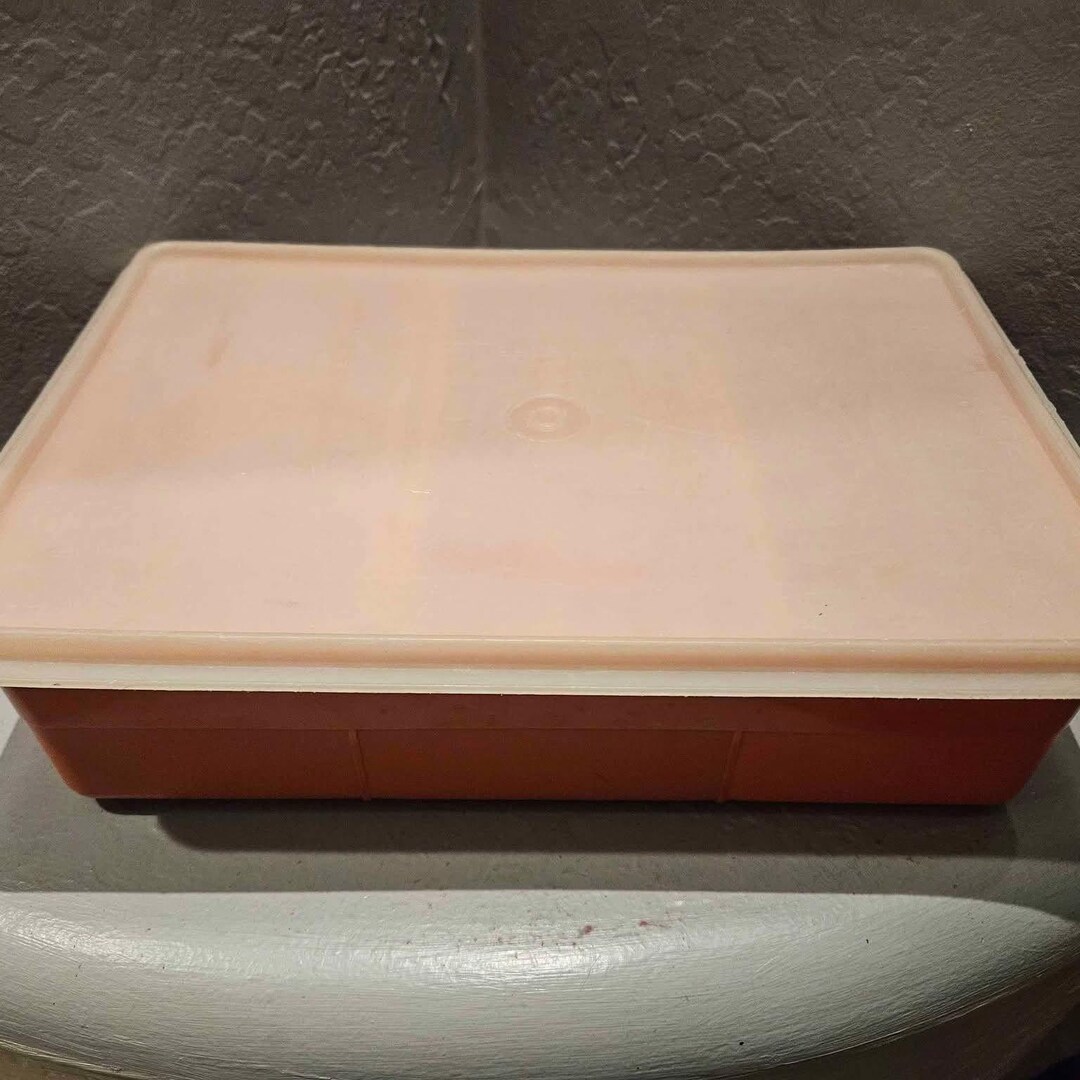 Tuppercraft Tupperware 1421-4 Orange Tackle Box Craft Box Sewing Box 9 ...