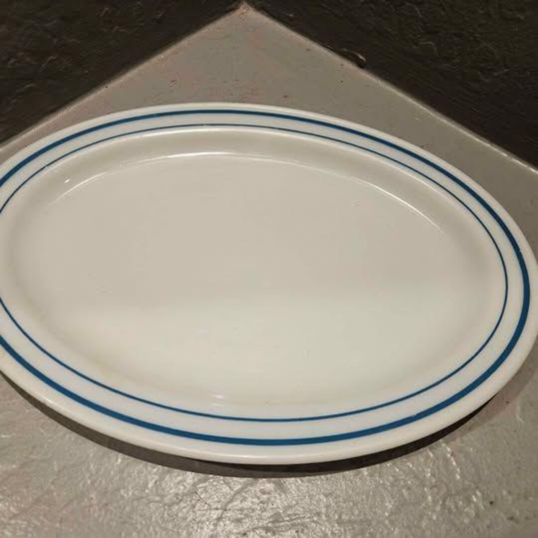 Pyrex Blue Banded Milk Glass Platter Serving Platter 12.5" X 9" - Etsy