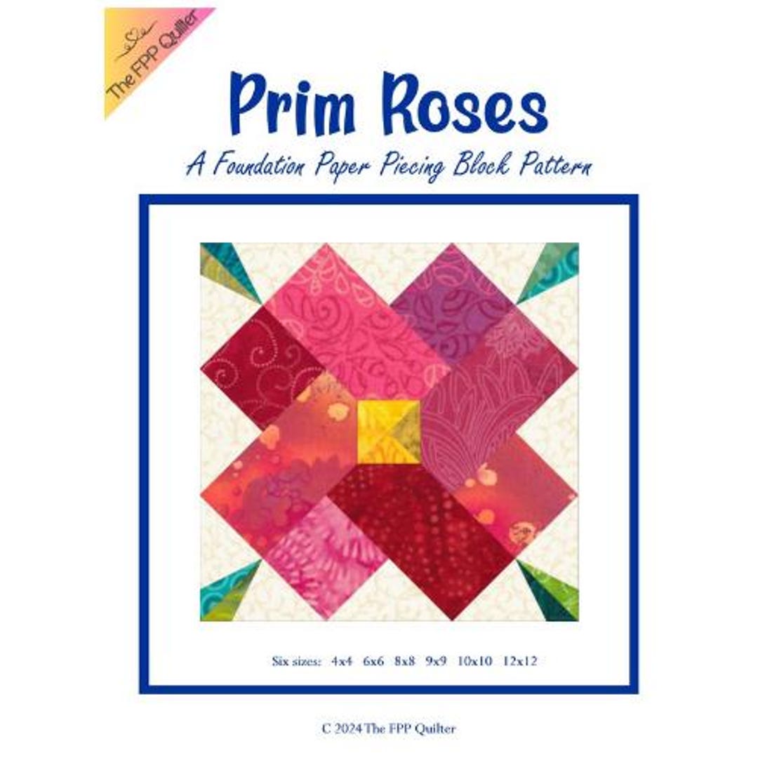 Prim Roses Quilt Block Pattern, Foundation Paper Piecing Pattern, Easy ...