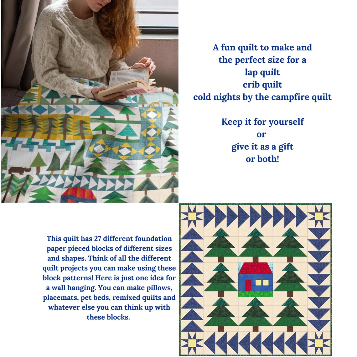 A Cabin in the Woods Quilt Pattern, Foundation Paper Piecing Pattern ...