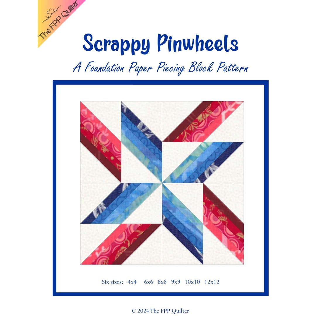 Scrappy Pinwheels Quilt Block Pattern, Foundation Paper Piecing Pattern ...