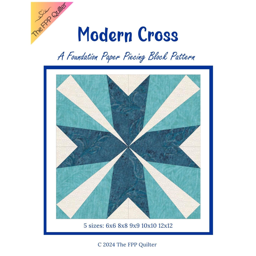 Modern Cross Quilt Block Pattern, Foundation Paper Pieced Pattern ...
