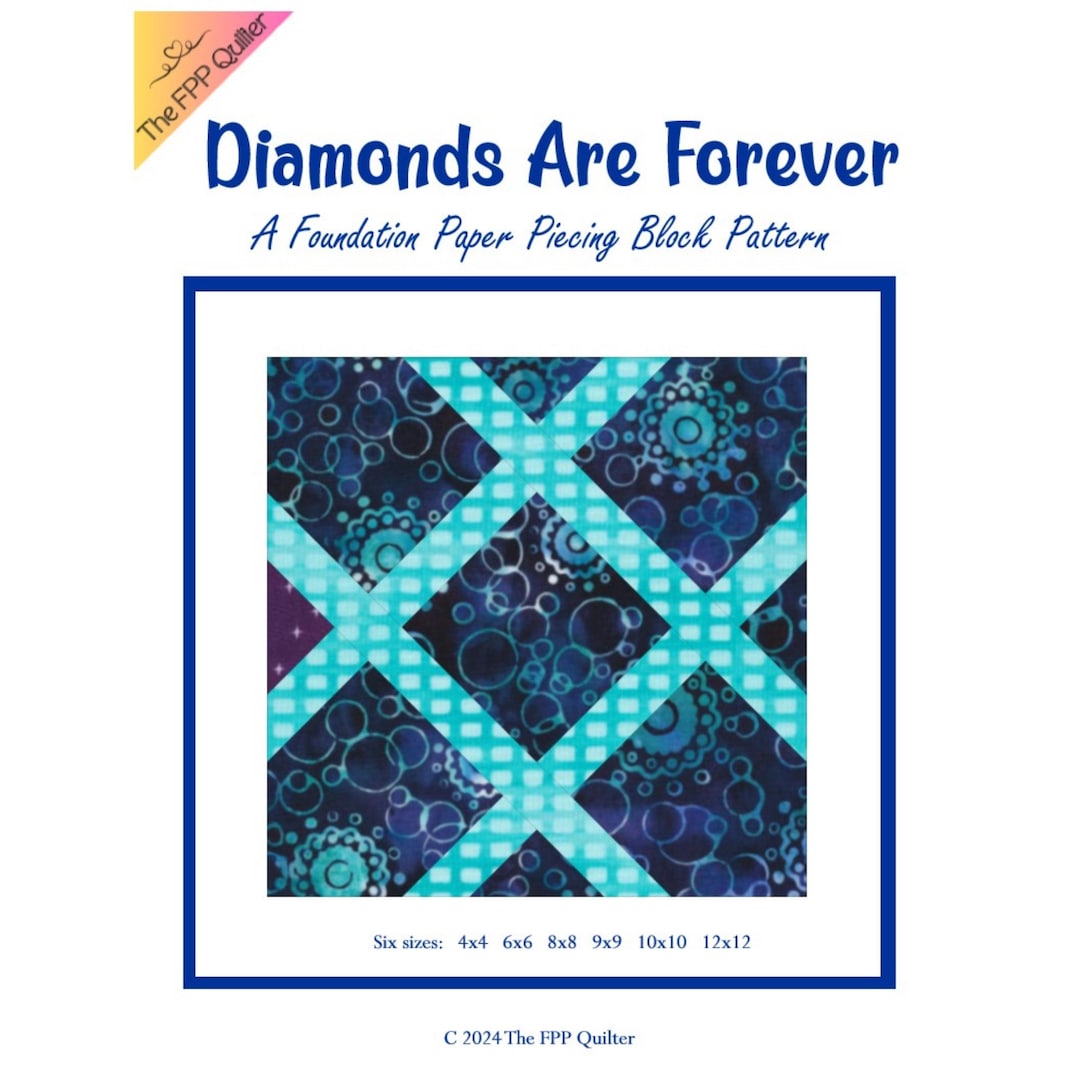 Diamonds Are Forever Quilt Block Pattern, Foundation Paper Piecing ...