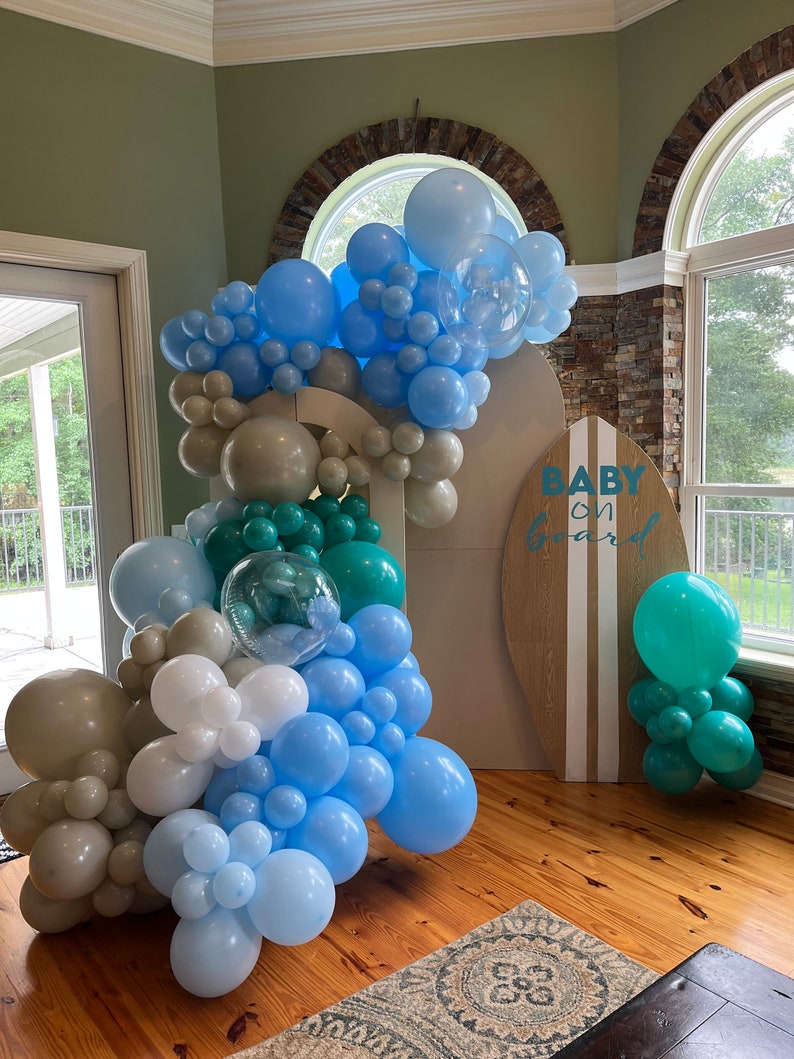 86 Pcs Surfs up Baby on Board Baby Boy Baby Shower Balloon Garland Arch ...