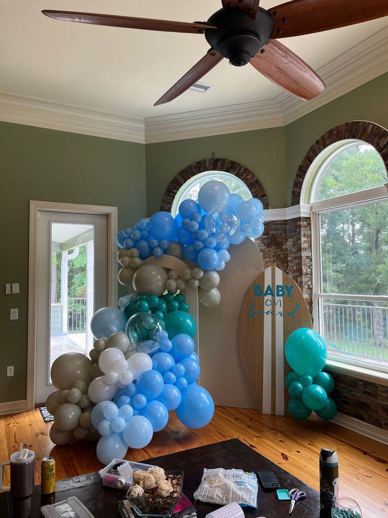 86 Pcs Surfs up Baby on Board Baby Boy Baby Shower Balloon Garland Arch ...