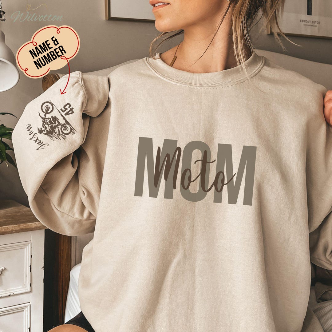 Personalized Moto Mom Sweatshirt, Custom Dirt Bike Sweatshirt With ...