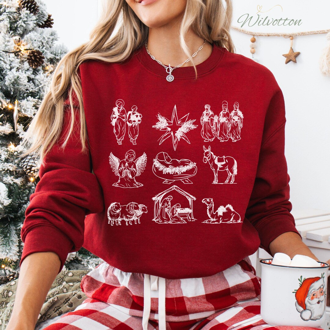 Christmas Nativity Sweatshirt, Unisex Christian Christmas Sweatshirt ...