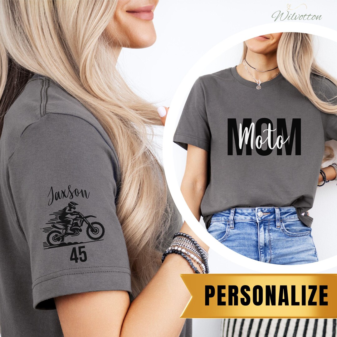 Personalized Moto Mom Shirt, Custom Dirt Bike Mama Tshirt, Shirt With ...