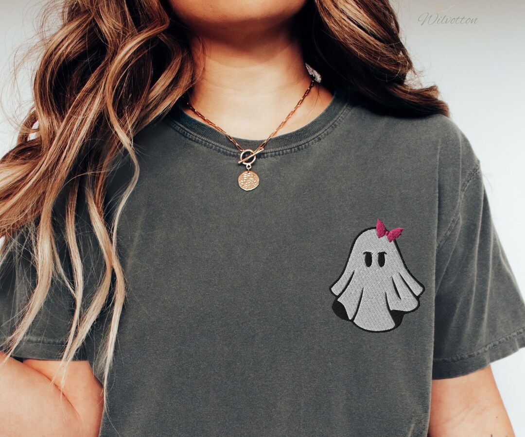 Cute Ghost Comfort Colors® Embroidered T-shirt, Embroidered Coquette ...