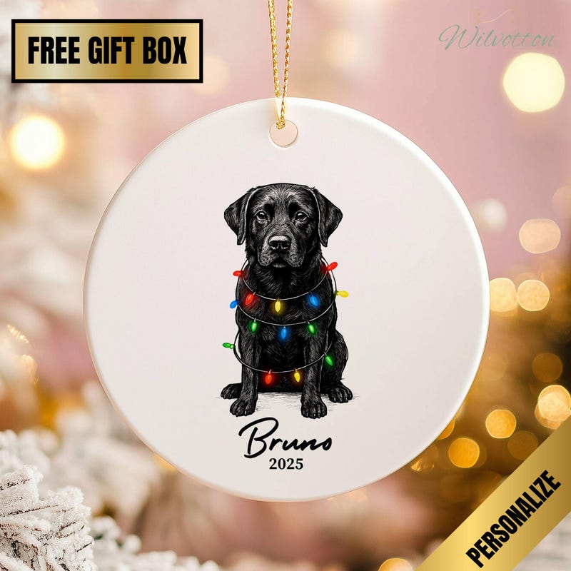 Black Lab Christmas Ornament - Etsy