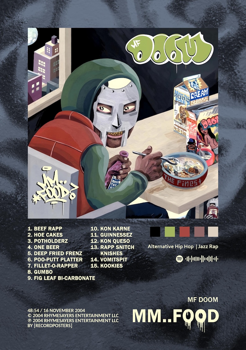 MF DOOM 'mm..food' Album Cover Poster (dark) - Music Wall Art - Rap ...