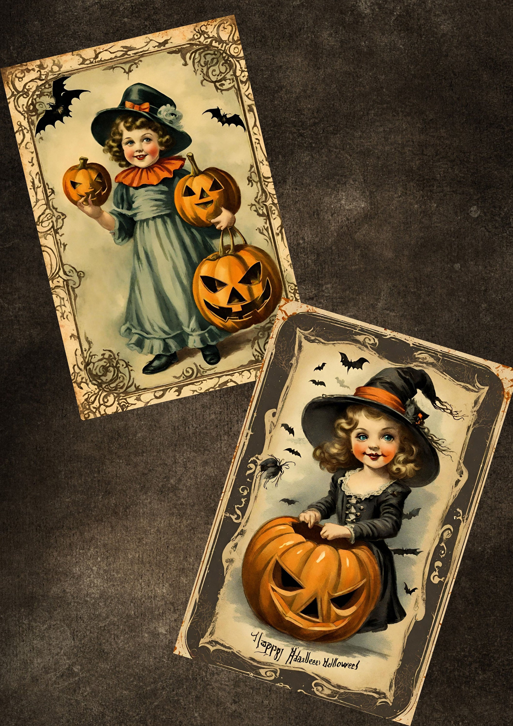Vintage Kids Halloween Postcard&poster Prints Set,retro Style Halloween ...