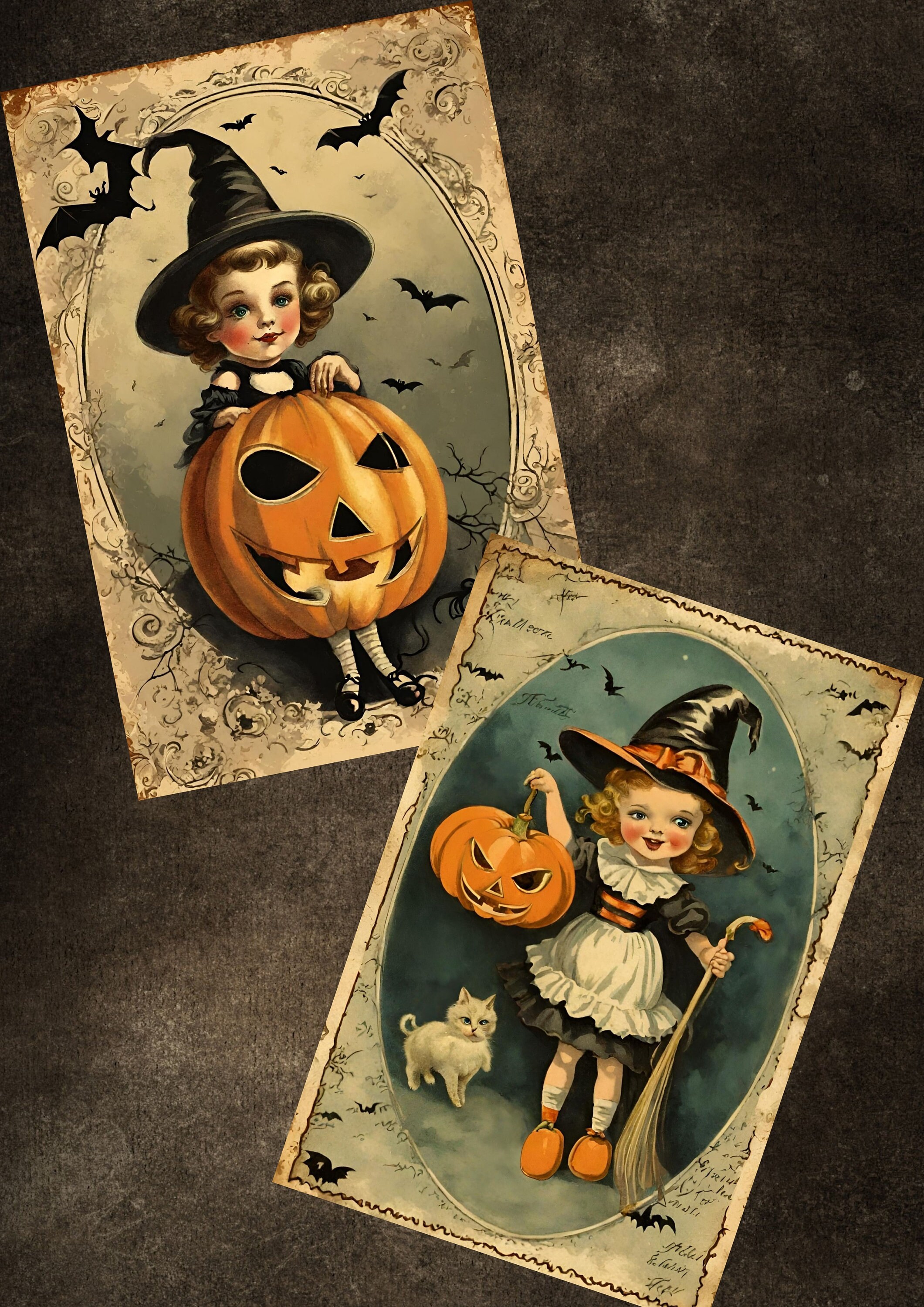 Vintage Kids Halloween Postcard&poster Prints Set,retro Style Halloween ...