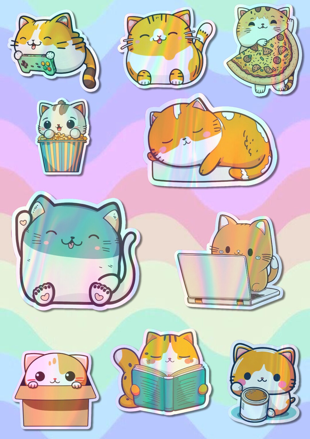 Holographic Kitty Stickers Whimsical Cat Lover Gifts - Etsy