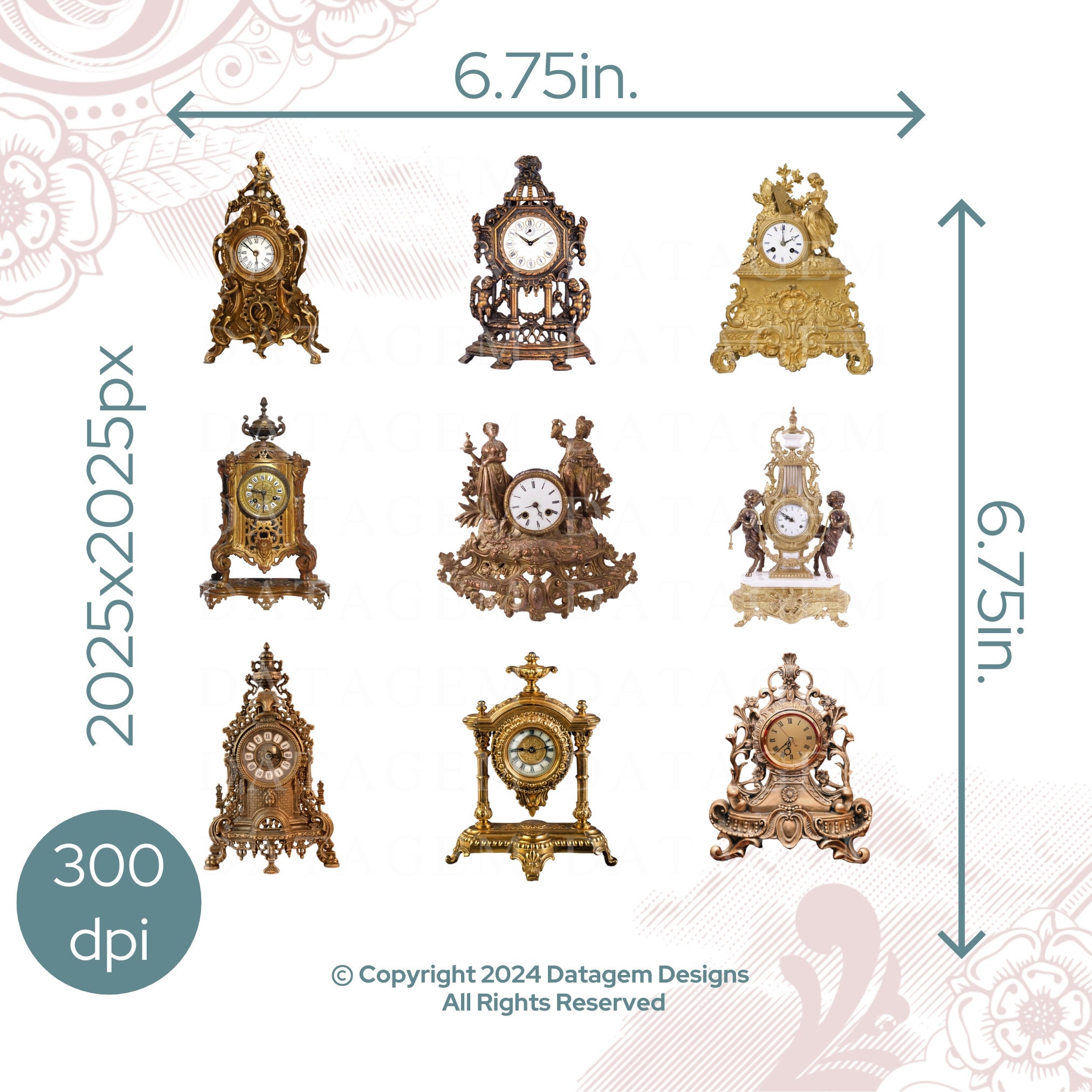 Antique Victorian Clocks Png, Intricate Clock Images, Trending T-shirt ...