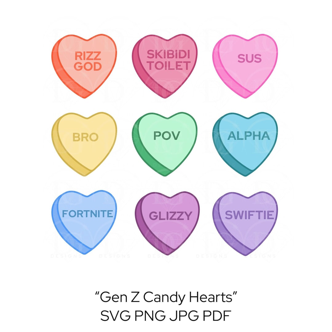 Gen Z Candy Hearts SVG JPG PNG Bundle, Valentines Day Shirt Svg, Gen Z ...