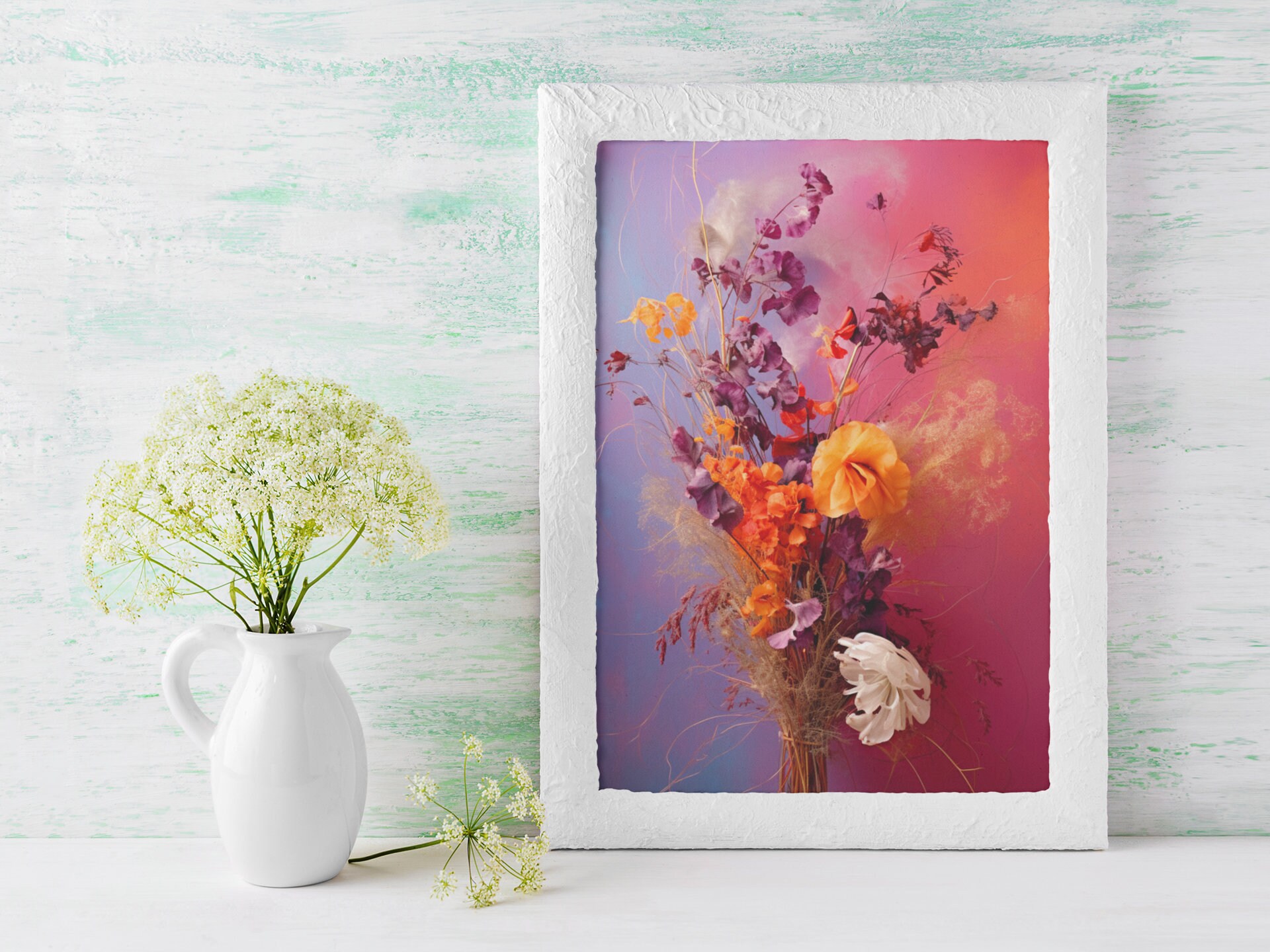 Dried Pressed Flower Art Set of 3 Neutral Muted Colors Watercolor ...