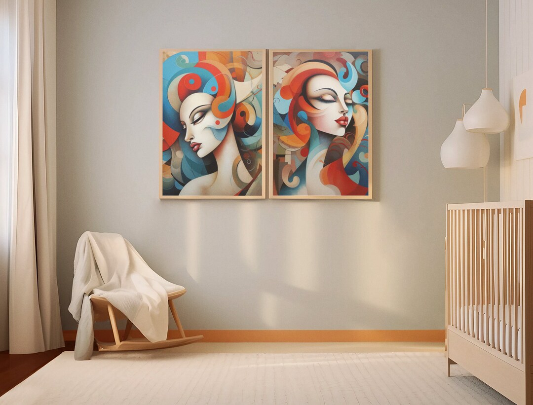 Artful Style Oil Painting of Ladies (pair) - Etsy