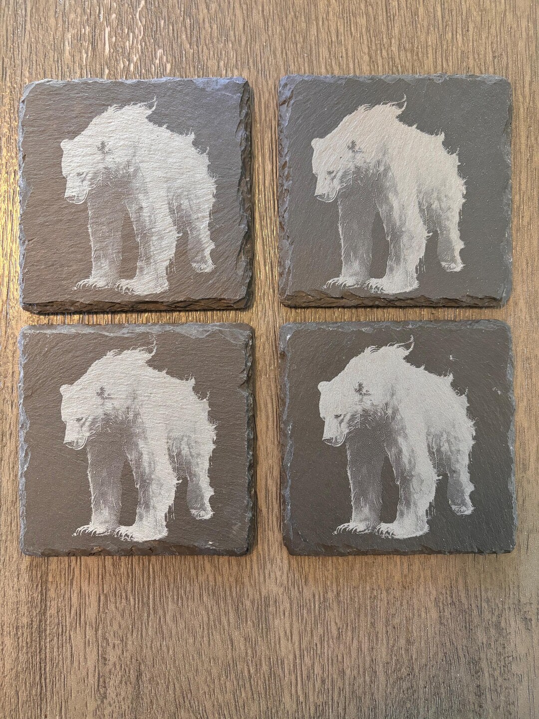Slate Coasters | Set of 4 Bears | Free Shipping | Unique Gift | Laser ...