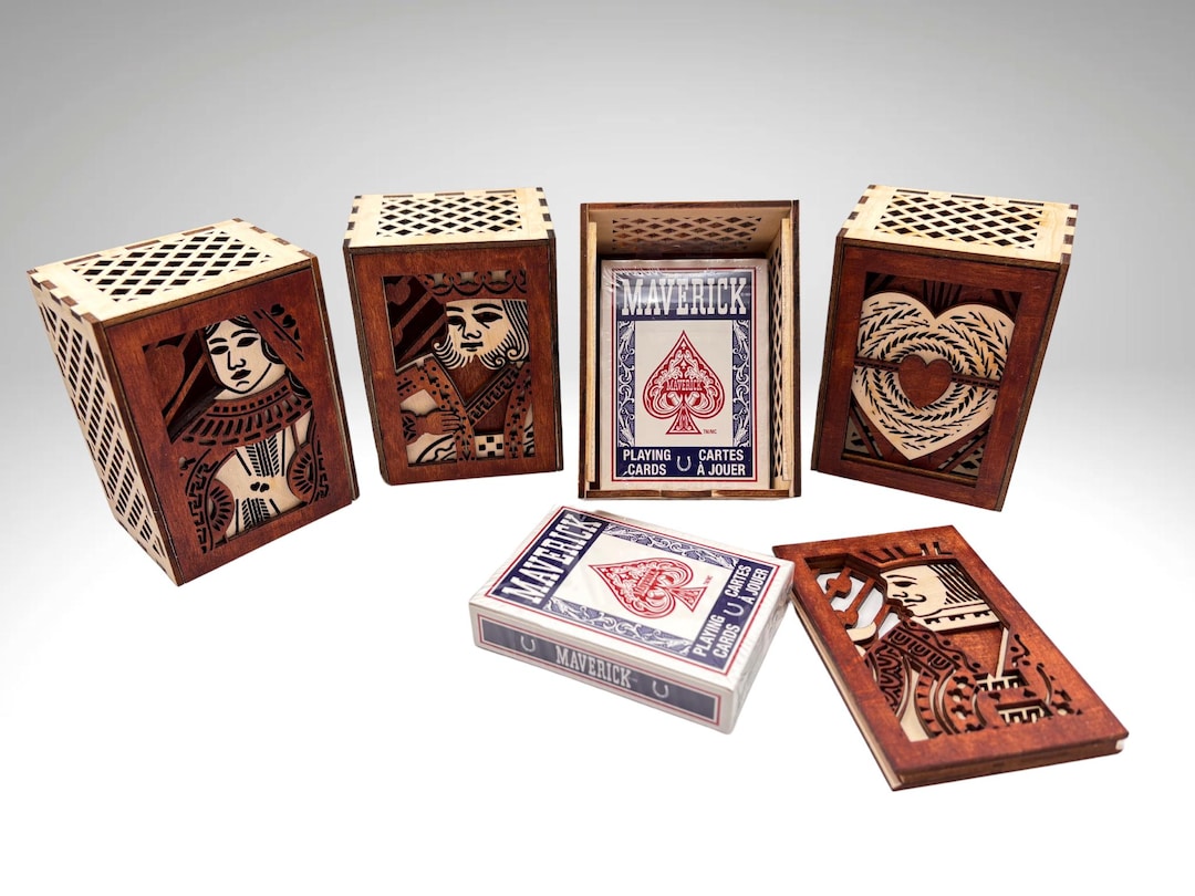 Handcrafted Wooden Poker Card Box: Free Engraving & Card Deck - Etsy