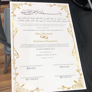 Nikkah Signature Contract Certificate - Etsy