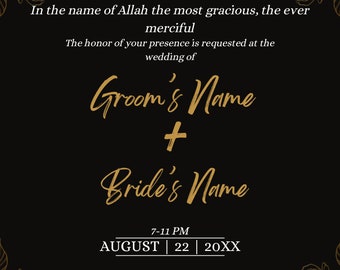 Nikkah Invitation Card Digital Template - Etsy