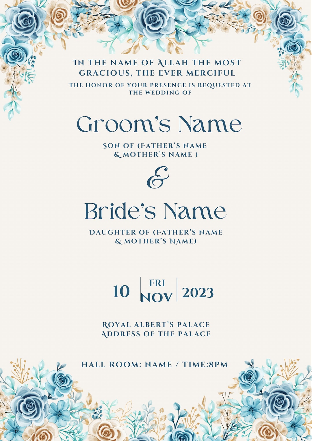 Nikkah Invitation Card Digital Template - Etsy