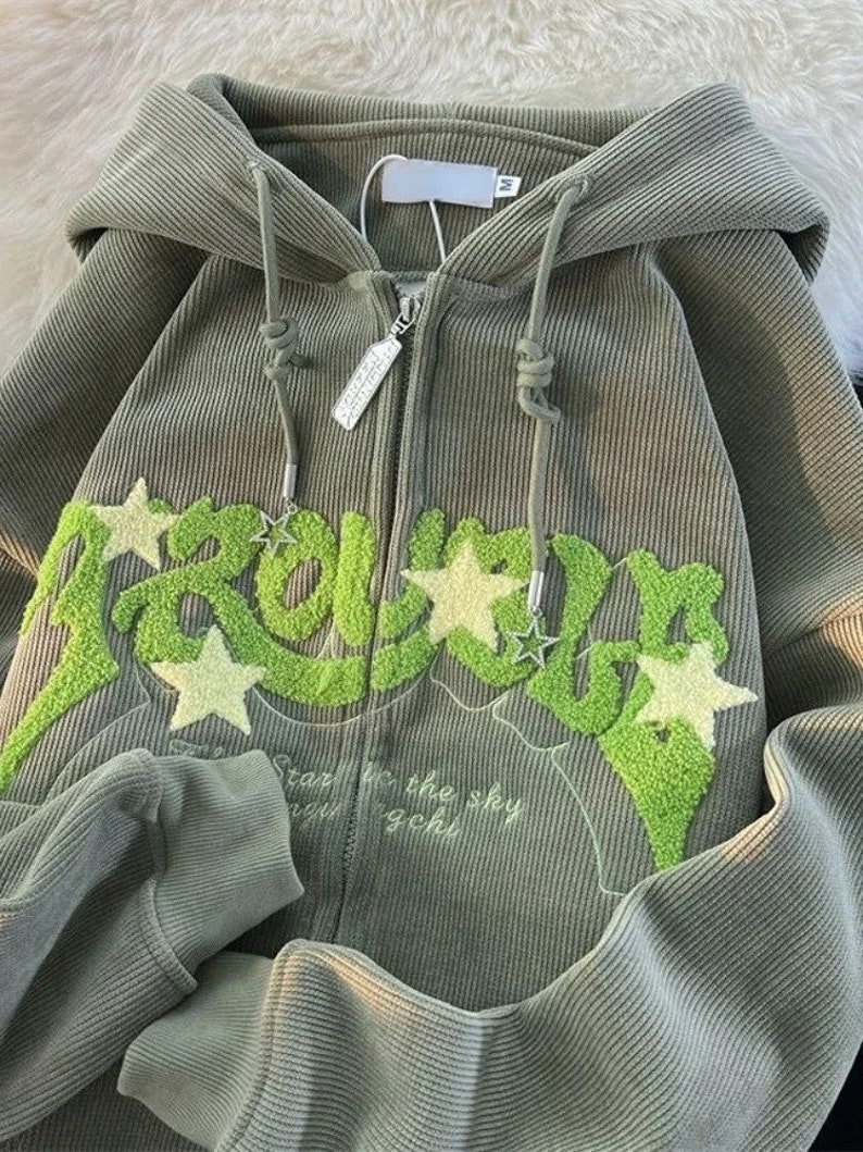 Y2k Harajuku Embroidered Hoodie - Etsy