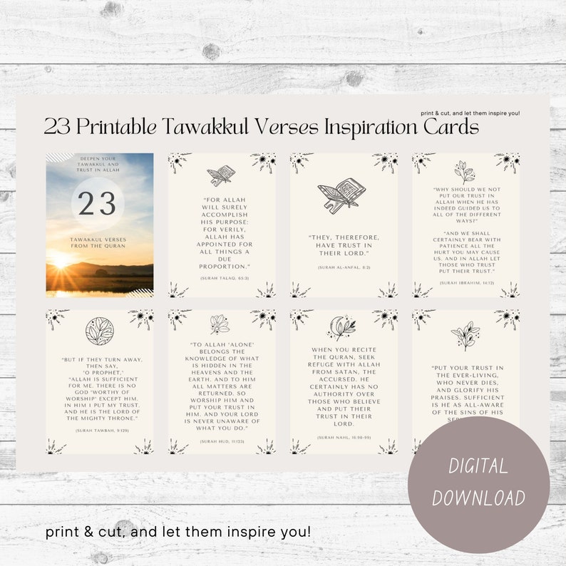 Tawakkul Quran Verse Cards – 23 Islamic Affirmation Cards | Trust in ...
