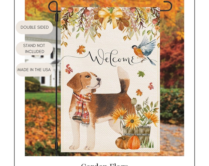 Welcome Flag Autumn Fall Harvest Beagle Dog Flag Beagle - Etsy