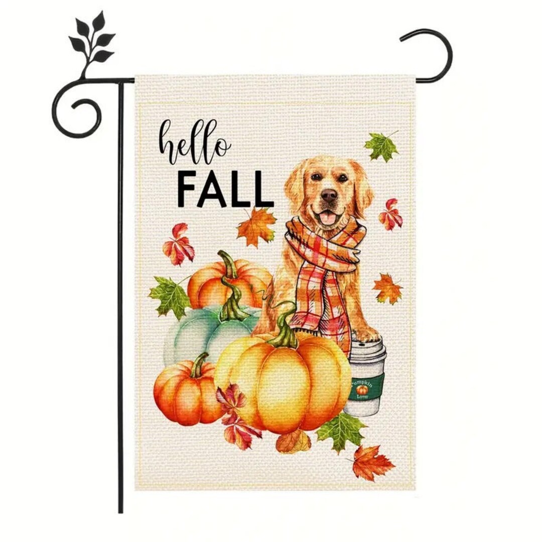 Welcome Flag Autumn Fall Harvest Adorable Dogs Flag Harvest - Etsy